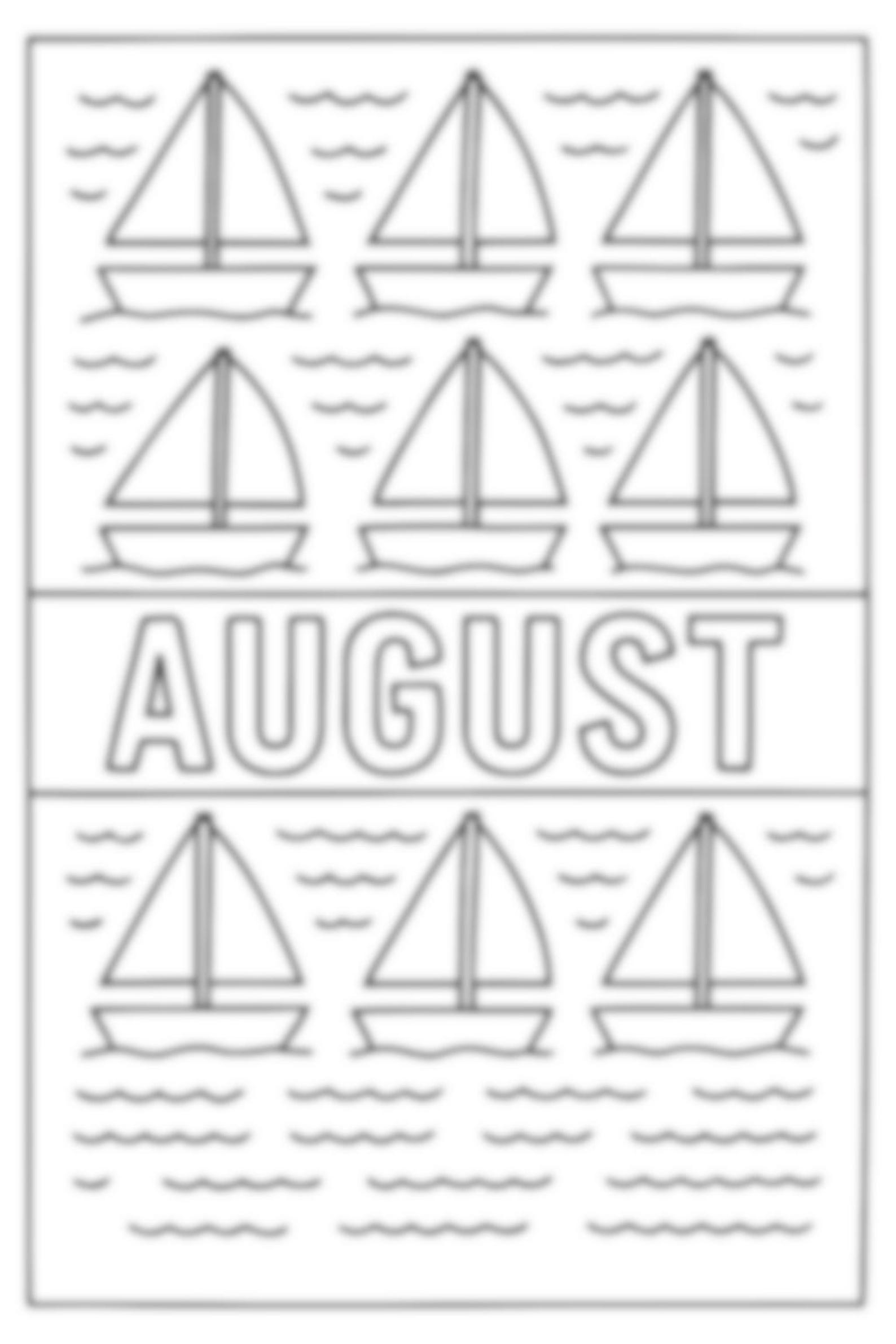 Printable Monthly Coloring Pages - August – 12 Months of the Year ...