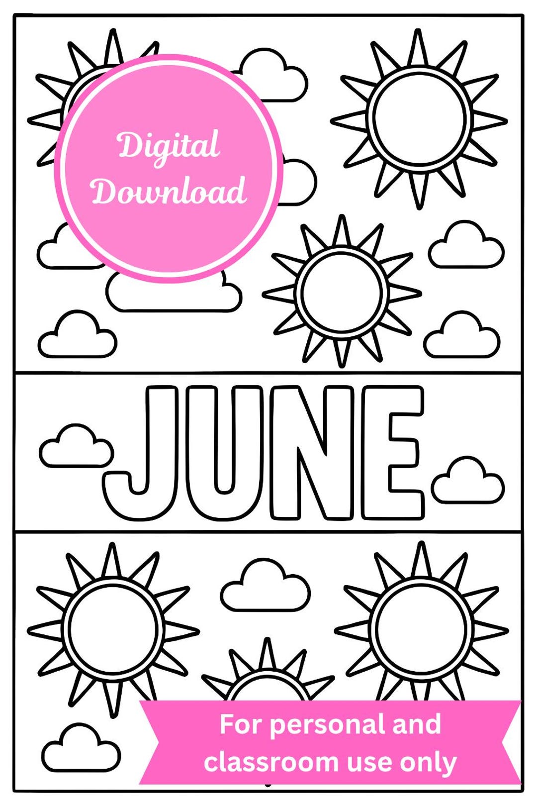 Printable Monthly Coloring Pages - June – 12 Months of the Year ...