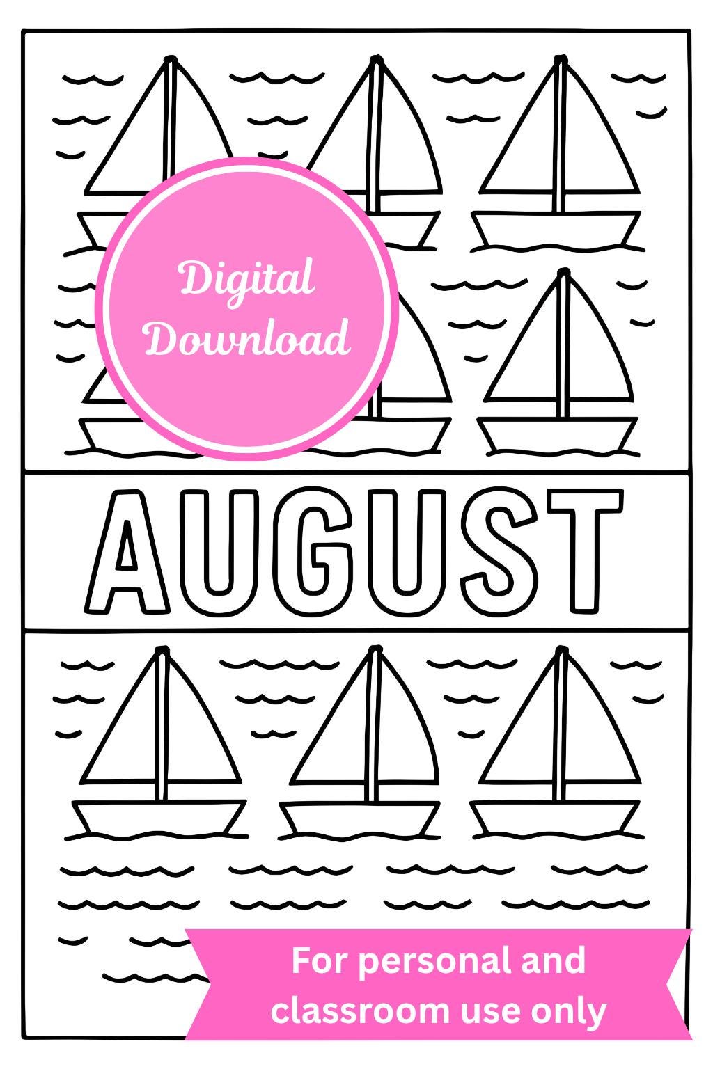 Printable Monthly Coloring Pages - August – 12 Months of the Year ...