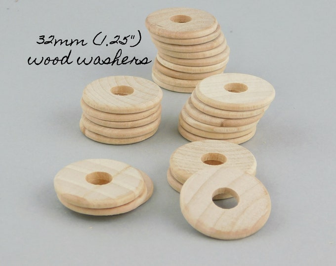 Unfinished Natural Wood Washers Discs - 32mm 1.25 Inch - Flat Round ...