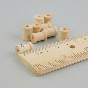 12mm Wood Spool half Inch Beads Unfinished Wooden Tiny Miniature Fairy ...