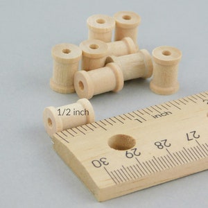 12mm Wood Spool half Inch Beads Unfinished Wooden Tiny Miniature Fairy ...