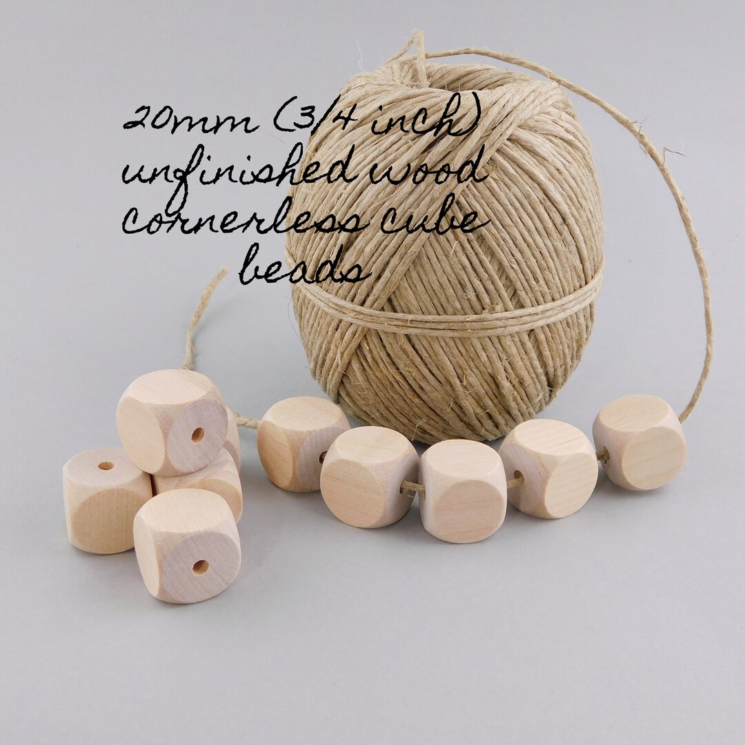 Wooden Rounded Cornerless Cube Beads 20mm (3/4 Inch) Square Geometric ...