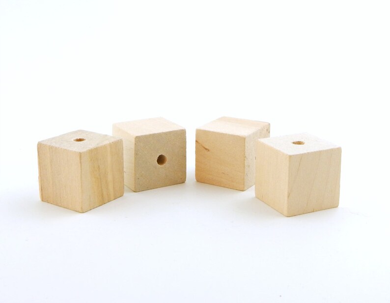 Natural Wooden Beads 1 Inch Cube 10 Pieces - Etsy