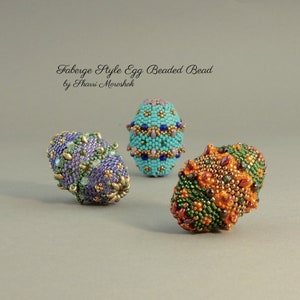 Beaded Egg Tutorial by Sharri Moroshok, Peyote Stitch Bead Weaving Pattern, Spring Easter ...