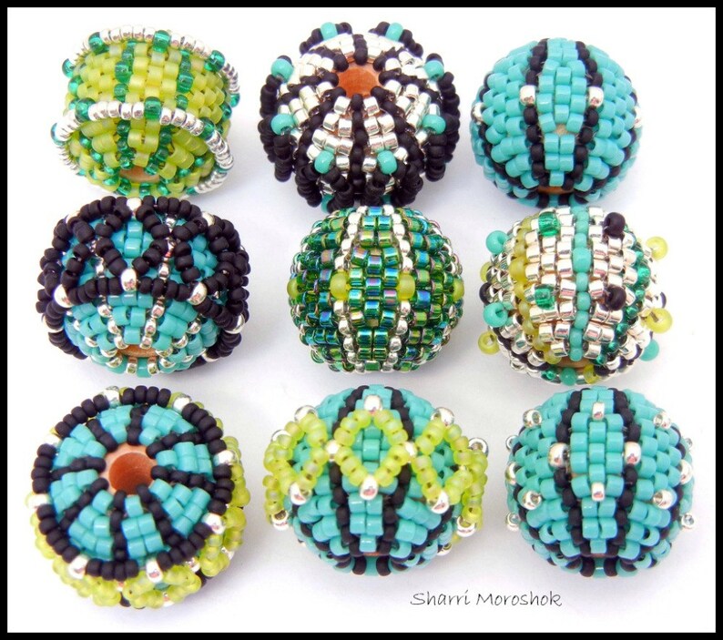 Beaded Bead Tutorial Dots & Lines Design Suite Peyote | Etsy