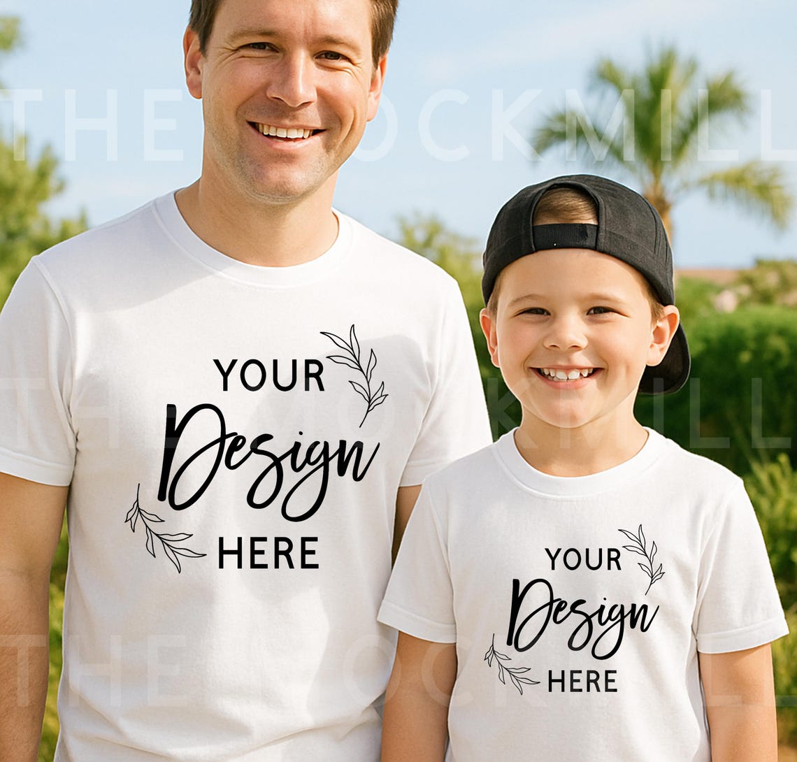 Father & Son White T-shirt Mockup: Bella Canvas 3001 (digital Download ...