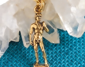 Gold David Statue Charm Necklace Michelangelo Sculpture - Etsy