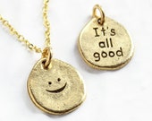 Smiley Face Gold Necklace Emoticon It's All Good | Etsy