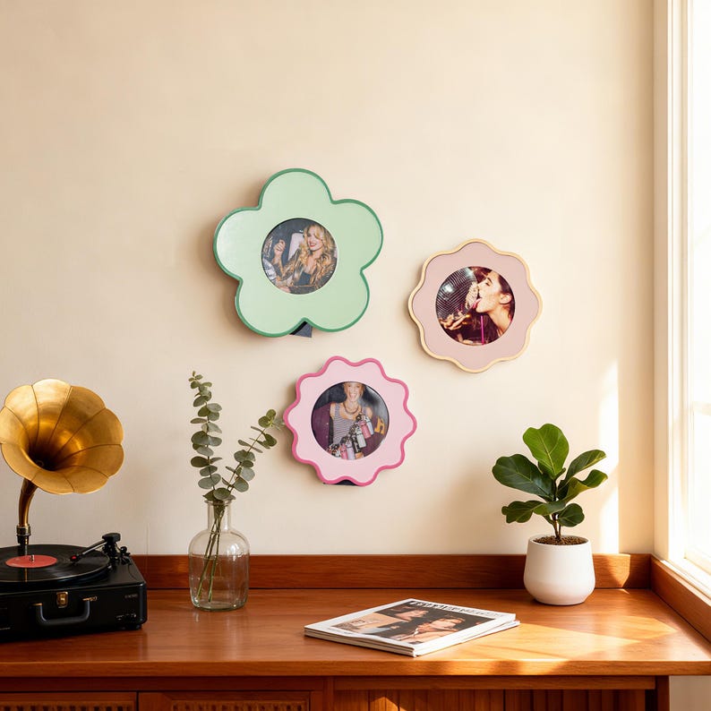 Irregular Picture Frame Set (4x4/4x6) Wooden Dual-tone Rounded-corner ...