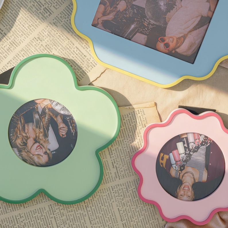 Irregular Picture Frame Set (4x4/4x6) Wooden Dual-tone Rounded-corner ...