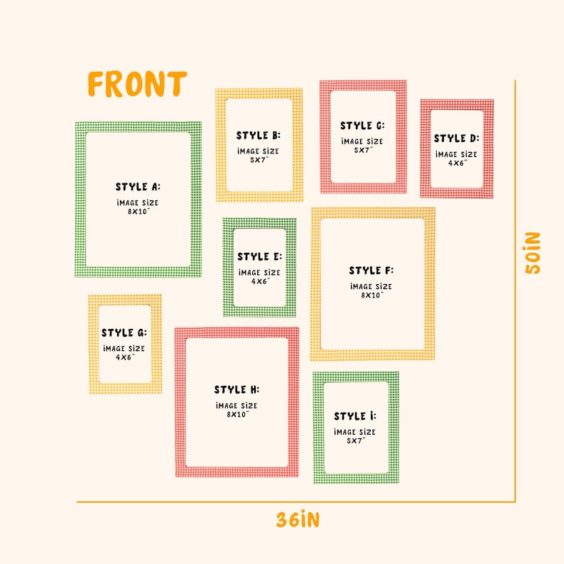 Retro Gingham Gallery Wall Photo Frame Set With Cute Mix & Match Decor ...