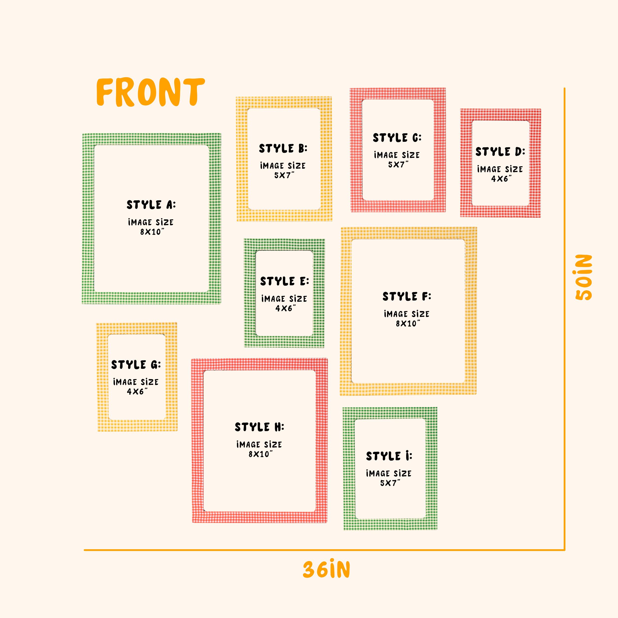 Retro Gingham Gallery Wall Photo Frame Set With Cute Mix & Match Decor ...