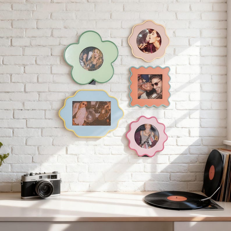 Irregular Picture Frame Set (4x4/4x6) Wooden Dual-tone Rounded-corner ...