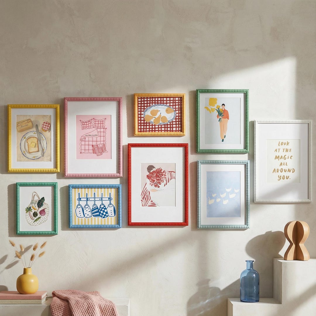 Colorful Beaded Gallery Wall Picture Frame Set, 8x10 Multi Color Wall ...