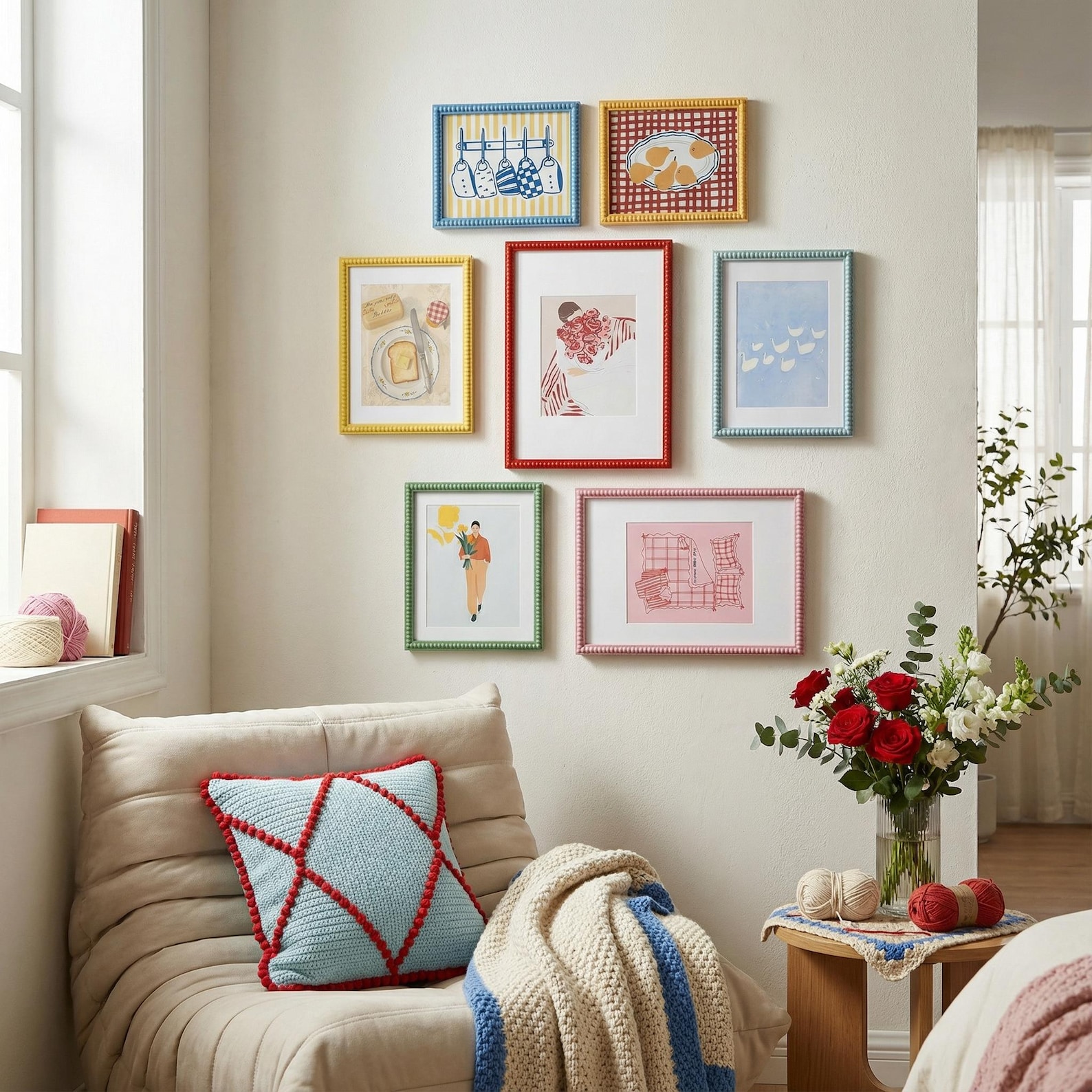 Colorful Beaded Gallery Wall Picture Frame Set, 8x10 Multi Color Wall ...