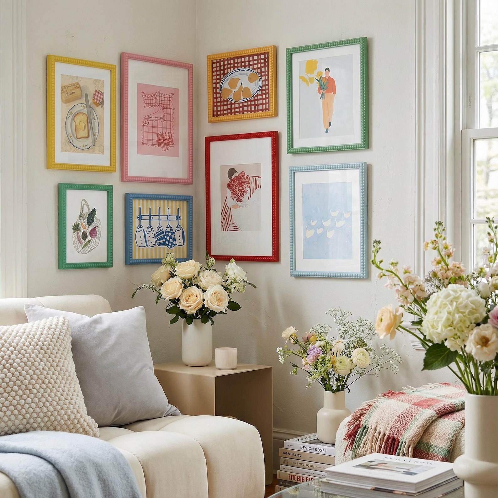 Colorful Beaded Gallery Wall Picture Frame Set, 8x10 Multi Color Wall ...
