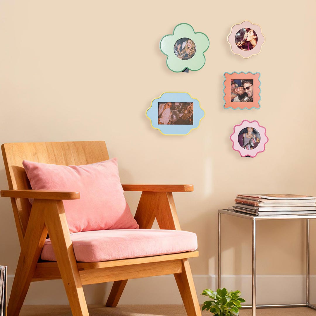 Irregular Picture Frame Set (4x4/4x6) Wooden Dual-tone Rounded-corner ...