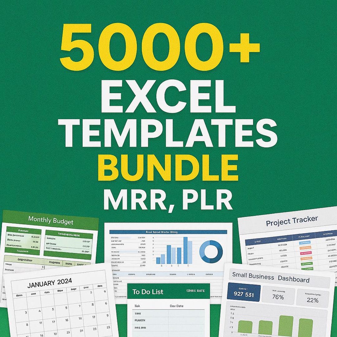 5000+ Excel Templates Bundle With PLR MRR | Business Tools, Finance ...