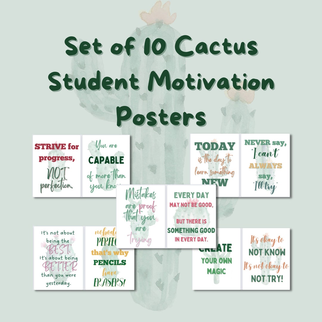 Cactus Student Motivation Posters Teacher Digital Prints Back to School ...