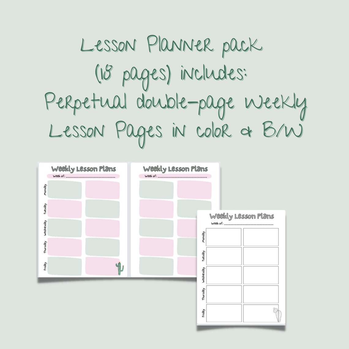 Teacher Planner and Academic Calendar Cactus and Succulents - Etsy