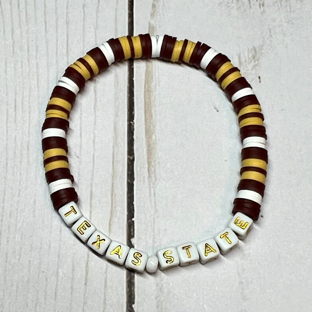 Texas State Beaded Stretch Bracelet, 7.25, TXST, Bobcat, College ...