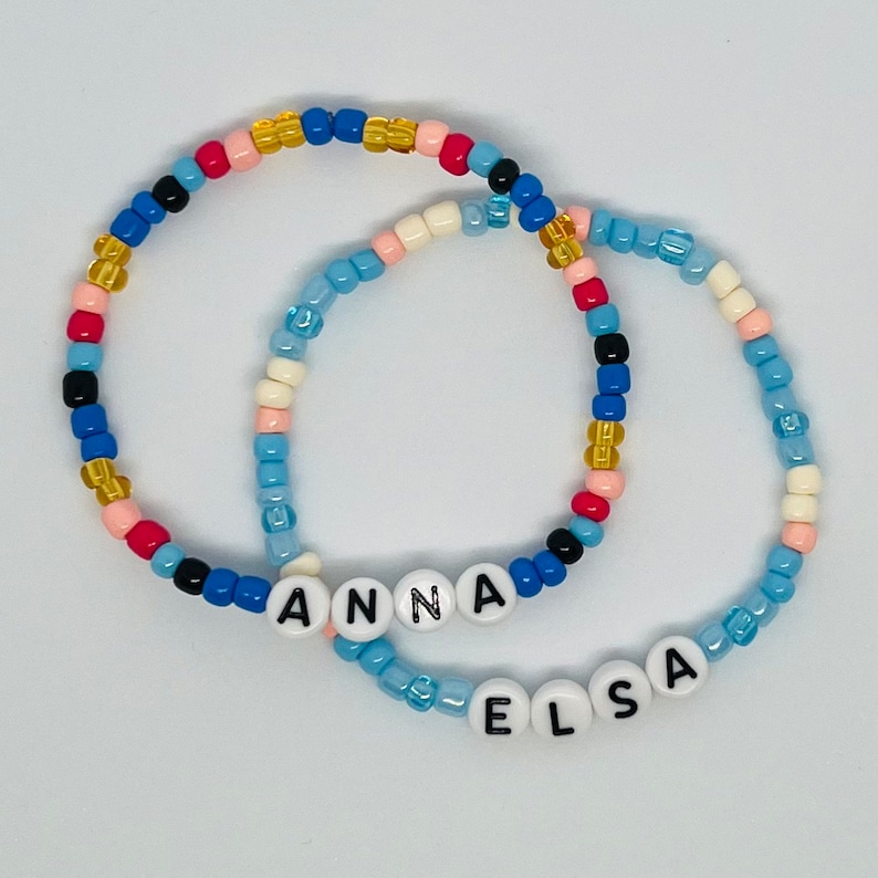 Frozen Elsa and Anna Beaded Bracelets, Disney Inspired, Disney Princess ...