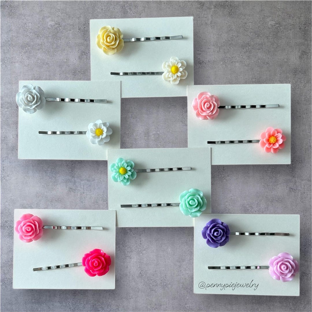 Resin Flower Bobby Pin Set of 2: Girl Hair Accessories - Etsy