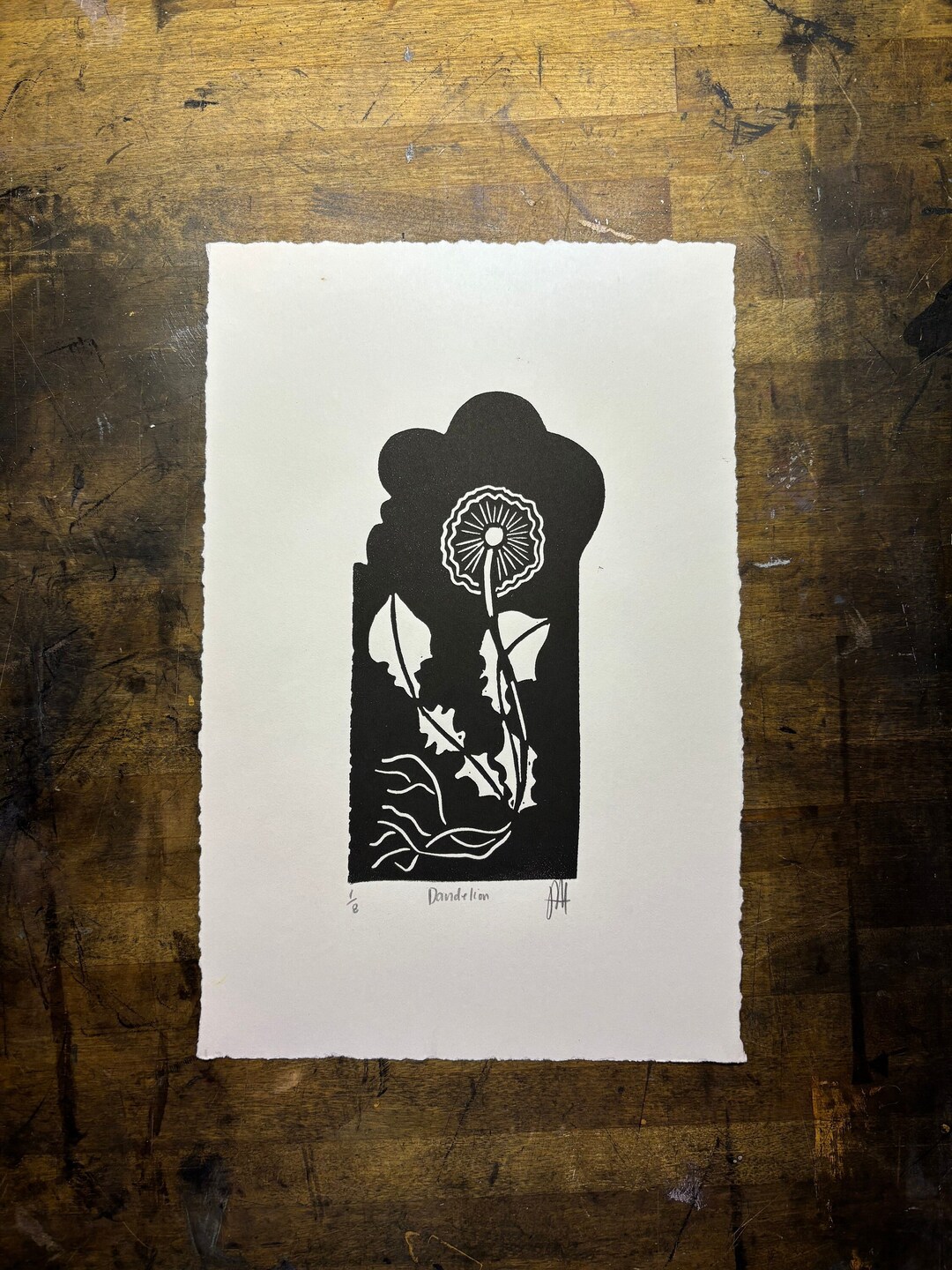 Handmade - Dandelion - Artwork Linocut - Etsy