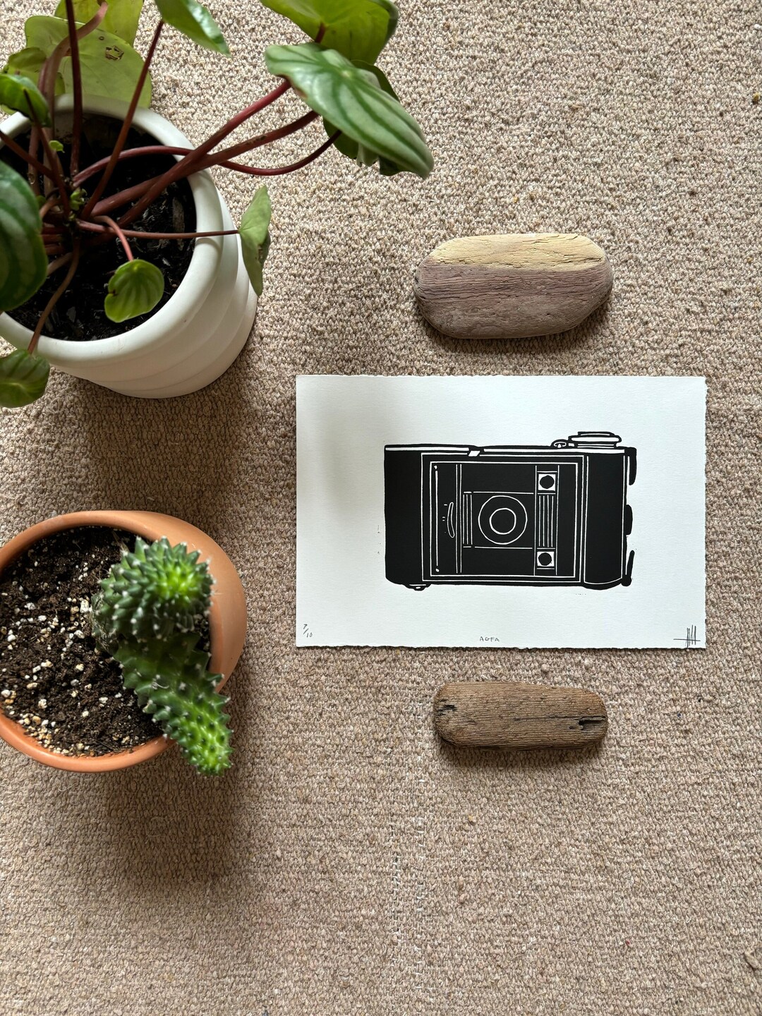 Handmade - Agfa (billy Clack) Camera Art - Artwork Linocut - Etsy