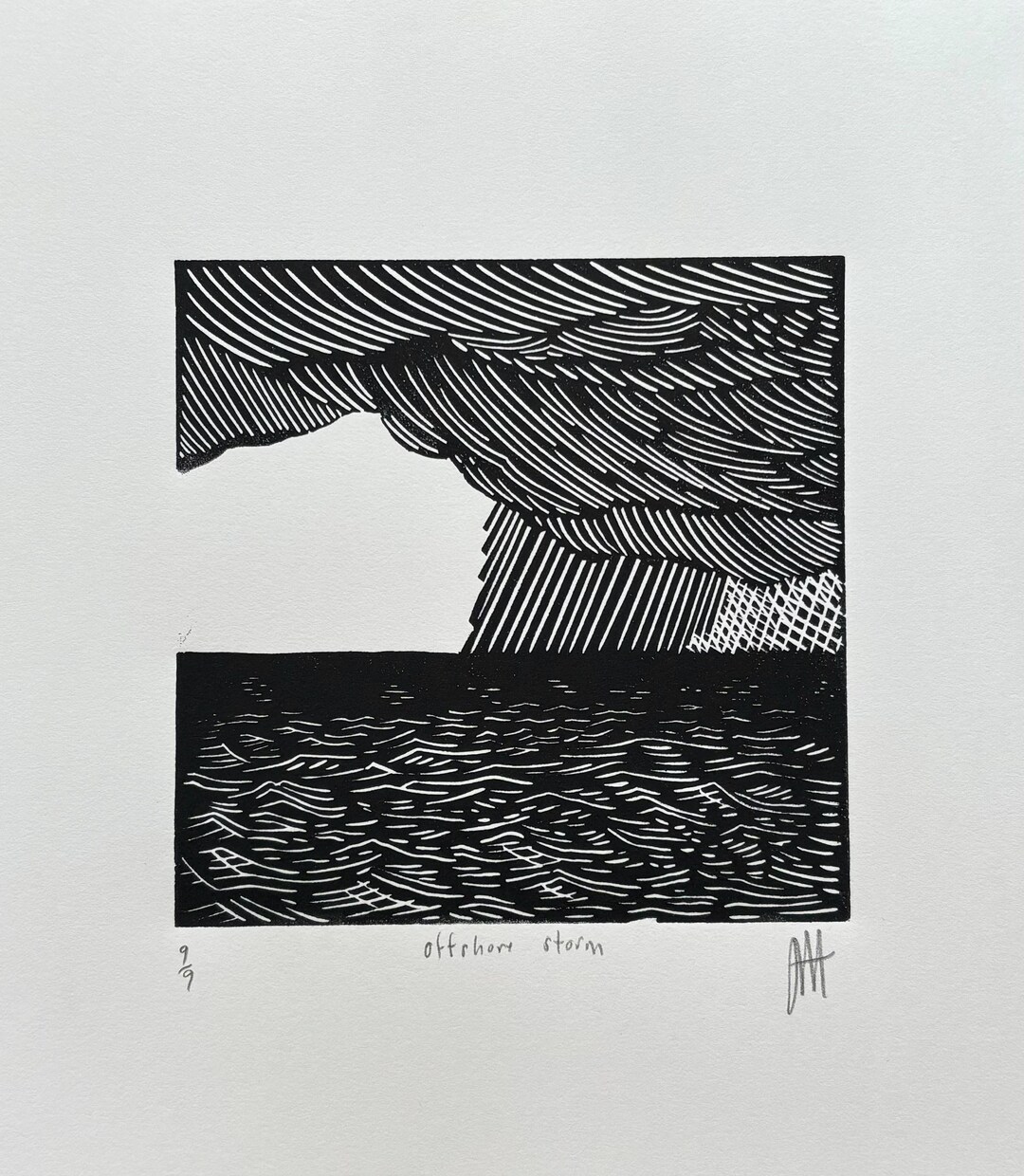 Handmade - Offshore Storm - Linocut Artwork - Etsy