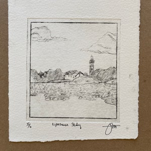 Handmade - Lighthouse Study - Etching Artwork - Etsy