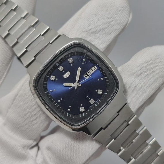 Vintage Seiko 5 Automatic Square ''BLUE DIAL'' Men's … - Gem