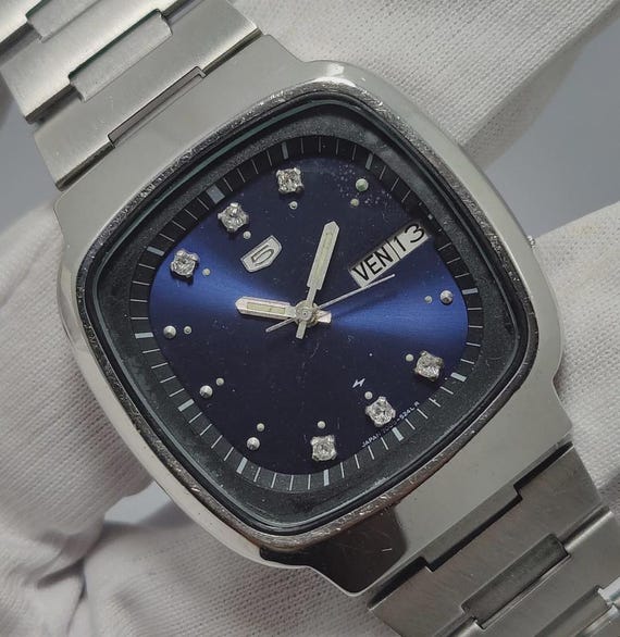 Vintage Seiko 5 Automatic Square ''BLUE DIAL'' Men's … - Gem