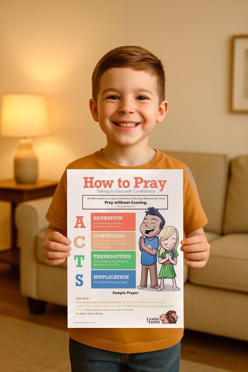 Fun ACTS Prayer Printable for Kids | Christian How to Pray Guide ...