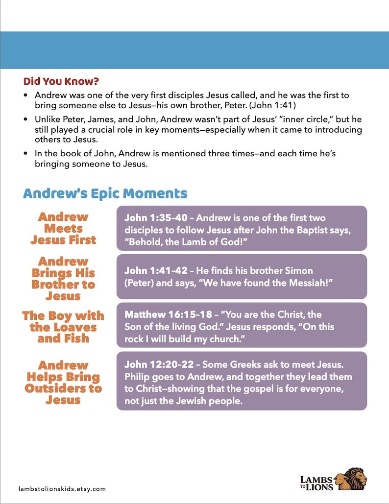 12 Disciples Activity Pack for Kids | Christian Bible Lessons ...