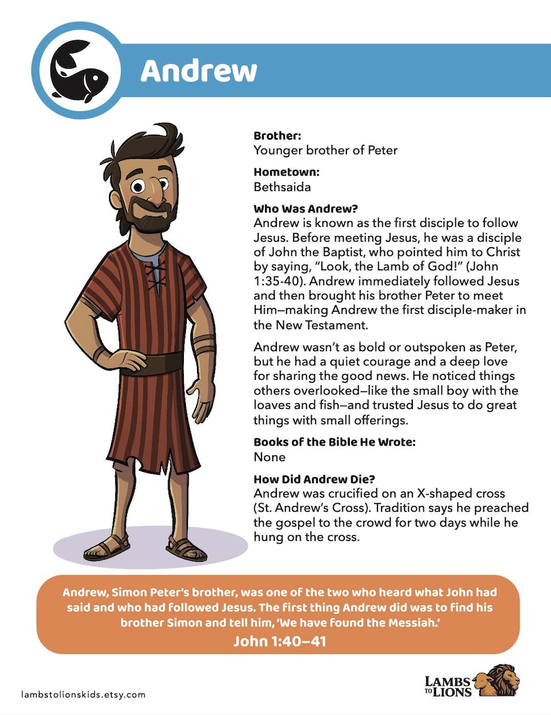 12 Disciples Activity Pack for Kids | Christian Bible Lessons ...