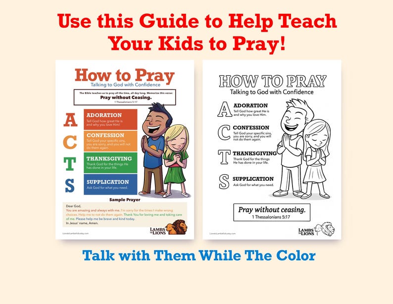 Fun ACTS Prayer Printable for Kids | Christian How to Pray Guide ...