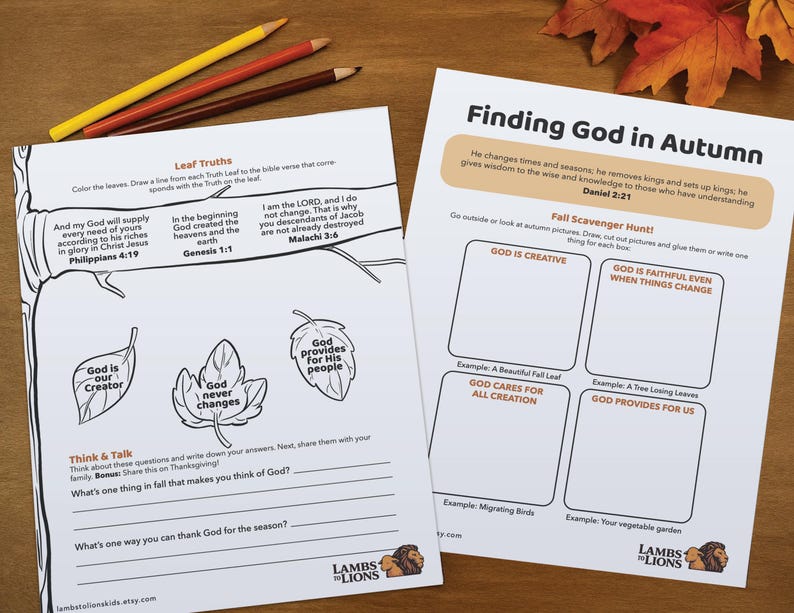 Kids Bible Fall Activities Printable Pack: Christian Faith Lesson (PDF ...
