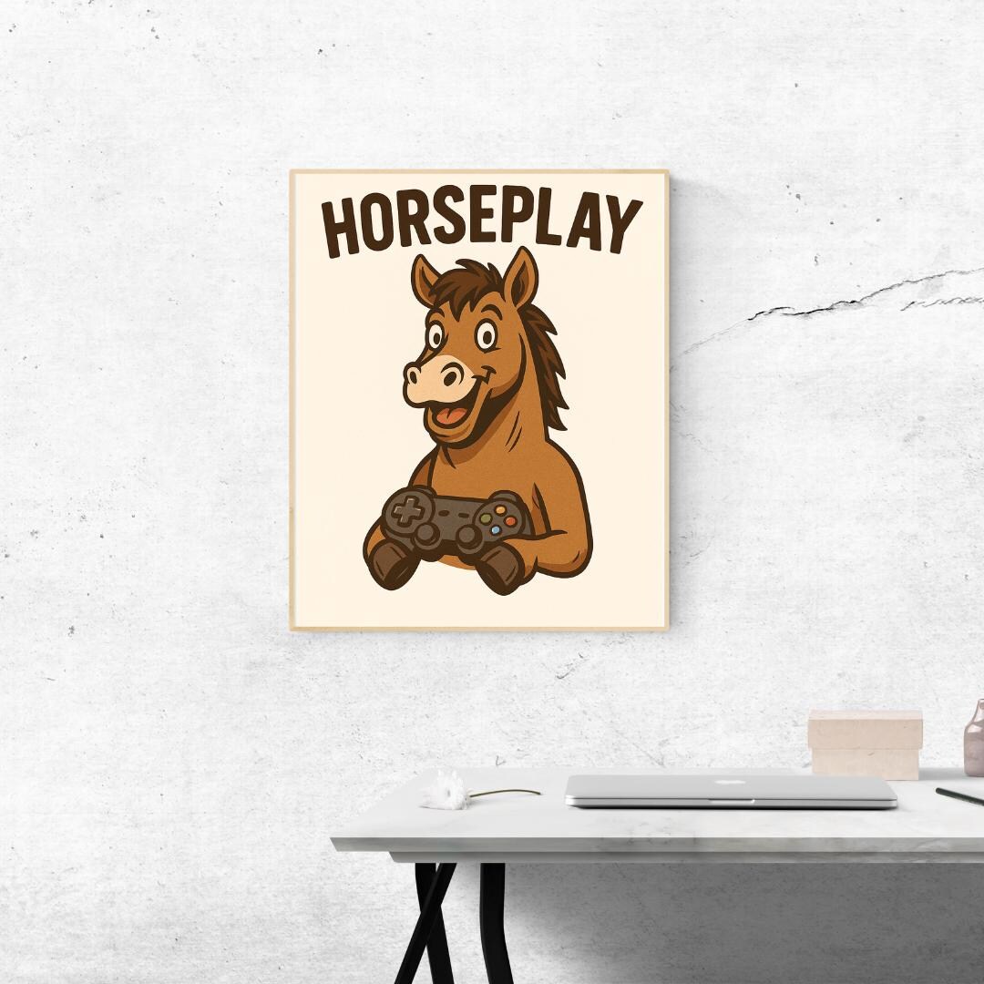 Funny Horse Gamer Print | "horseplay" Wall Art | Digital Download ...