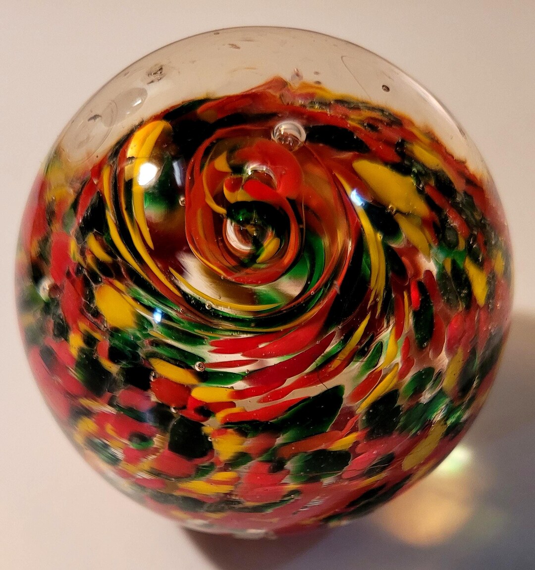 Vintage Hand Blown Art Glass Paperweight | Colorful Swirl Confetti ...