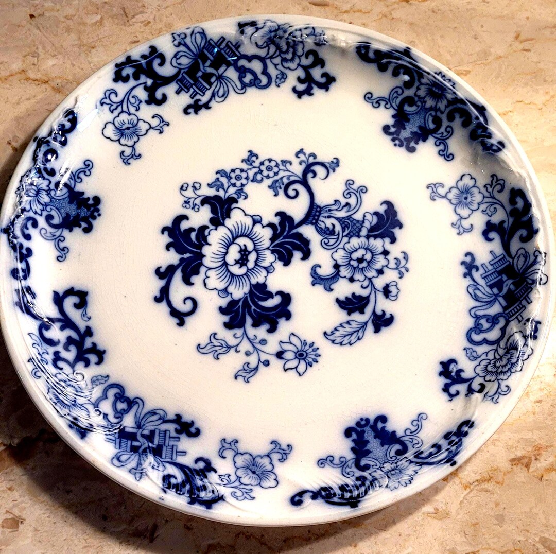Antique Victorian Blue & White Transferware Plate – Nankin Pattern by ...