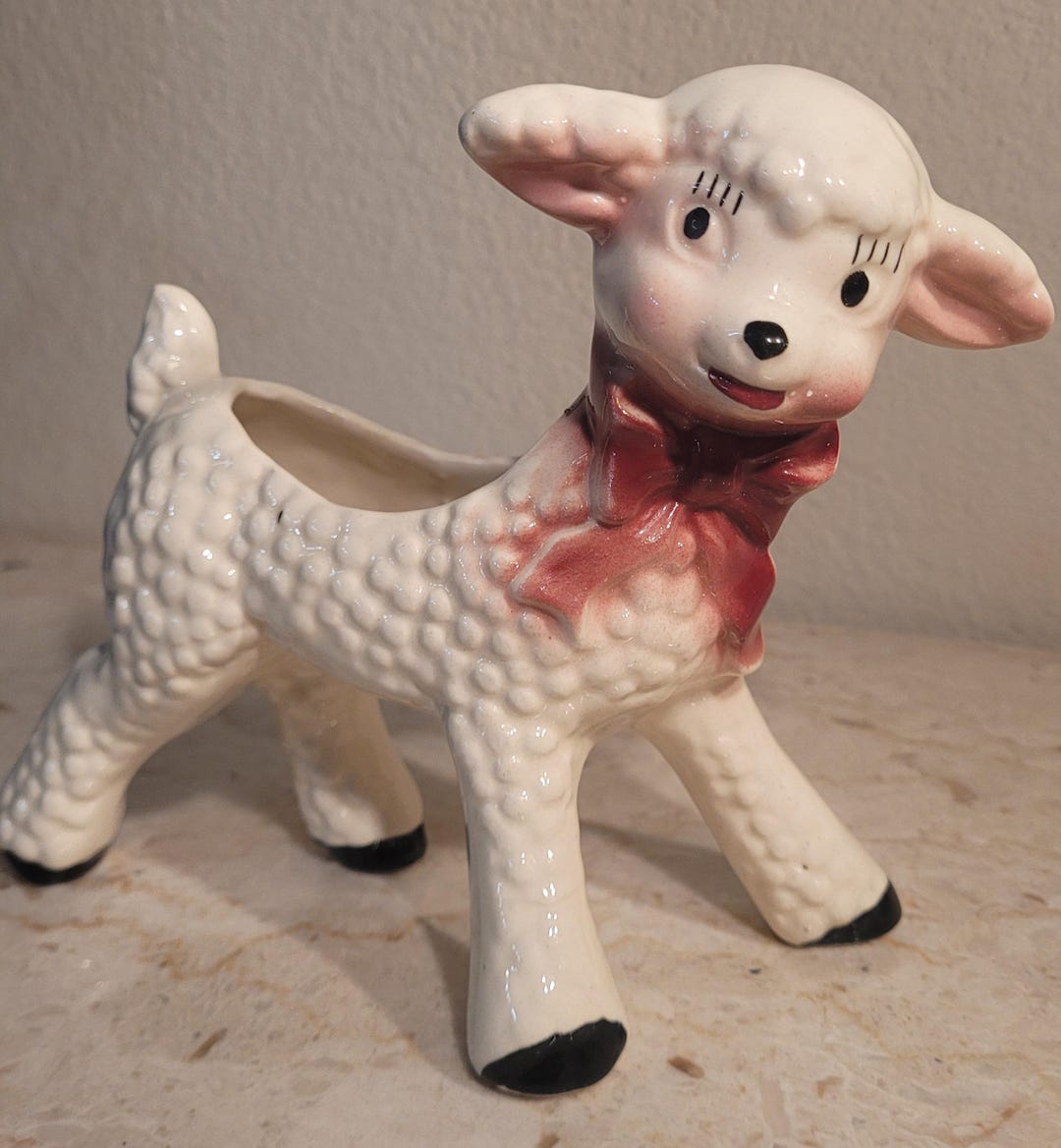 Vintage Ceramic Lamb Planter - Etsy