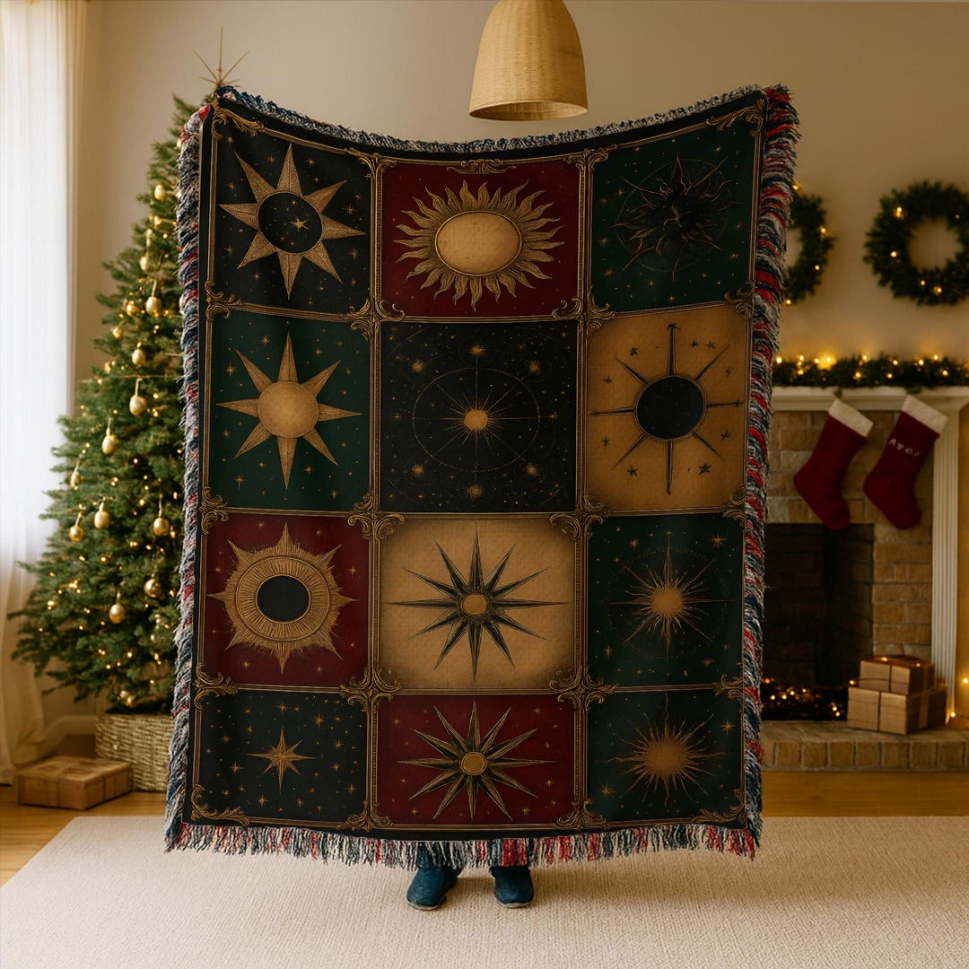 Astrology Sun Moon Blanket, Bohemian Heavenly Vintage Star Moon Boho ...