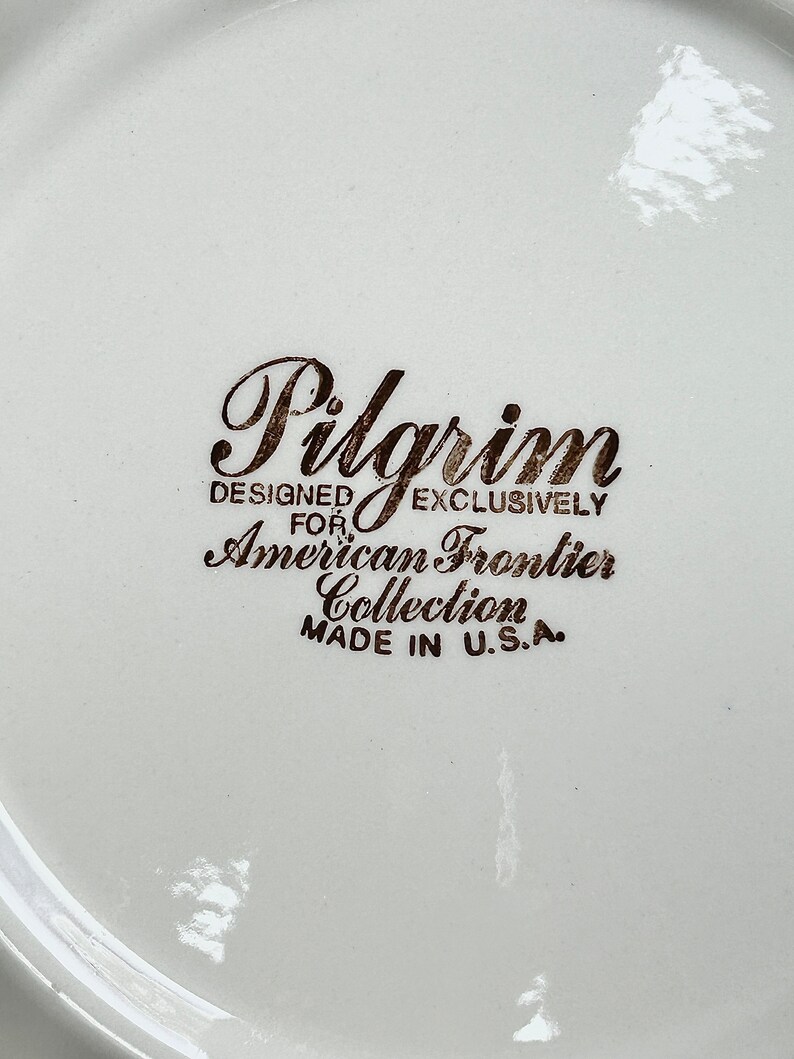 Vintage Blue Transferware 2 Dinner Plates and 2 Small Plates Pilgrim ...