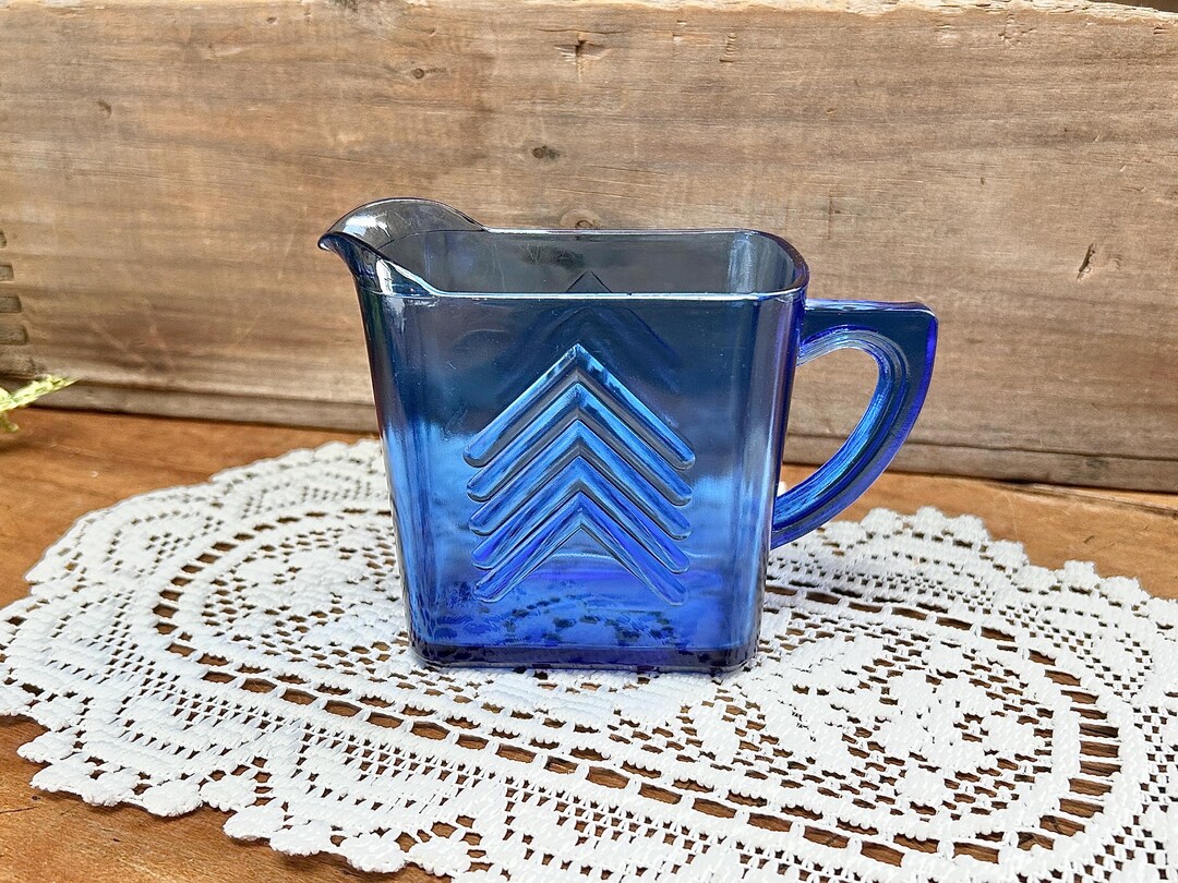 Vintage Cobalt Blue Hazel Atlas Rectangular Creamer Pitcher With ...