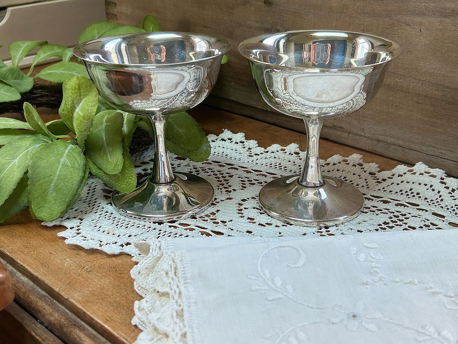 Set of 2 Silver Plated Goblets | Wine Champagne Goblets | Sheridan - Etsy