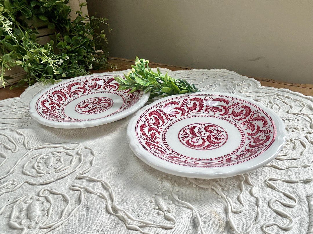 Vintage Shenango China Restaurant Bowls: Red Scrolls Pattern, Set of 2 ...