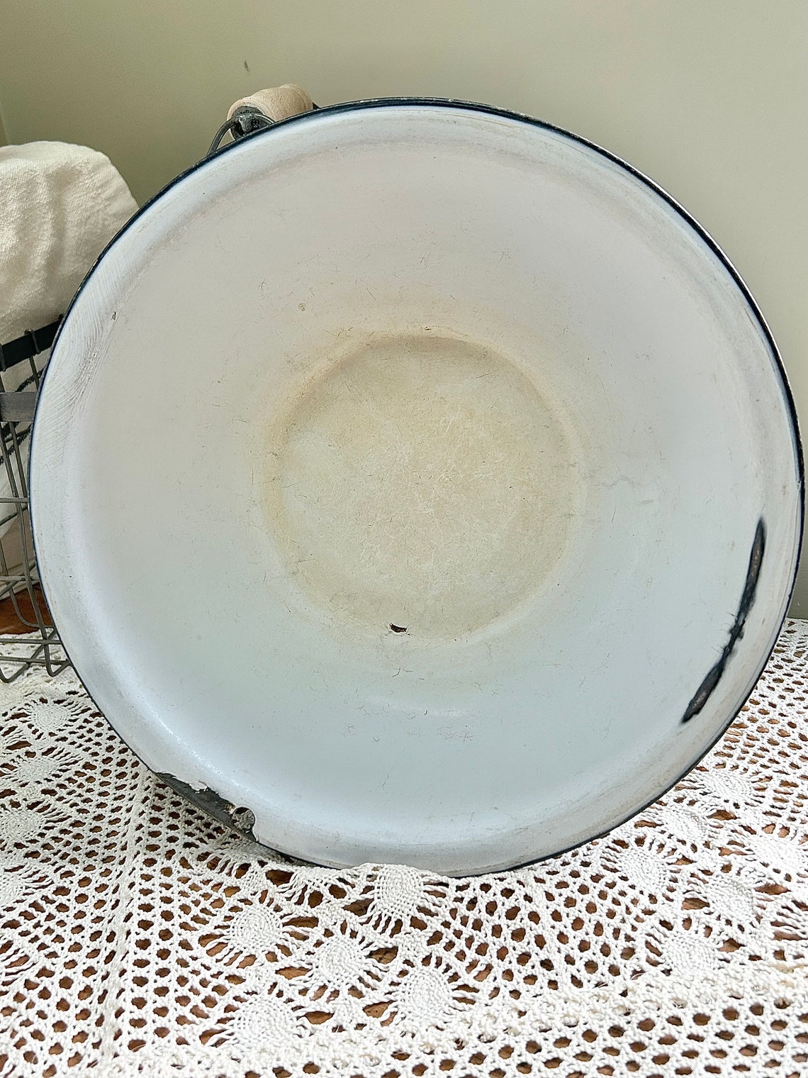 Vintage Graniteware Basin - Blue Swirl Enamelware - Farmhouse Decor - Etsy