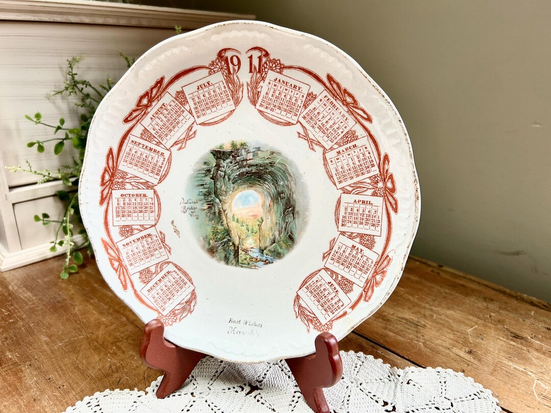 Antique 1911 Advertising Calendar Plate Natural Bridge, Virginia ...